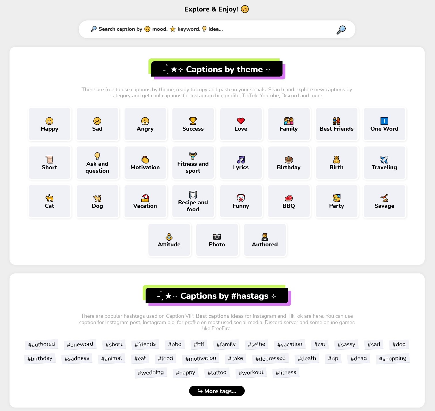 Copy Paste 🎉 Captions and quotes for Instagram, TikTok, Youtube ...